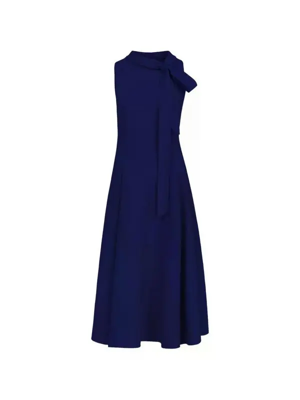 Oscar De La Renta Bow-detailed Sleeveless Flared Midi Dress - Blue