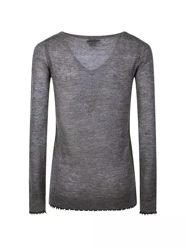 Pinko V-neck Frayed-edge Sweater