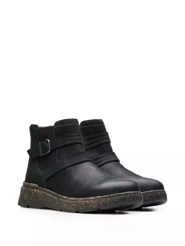 Clarks Noralyn Strap Suede Ankle Boots - Black