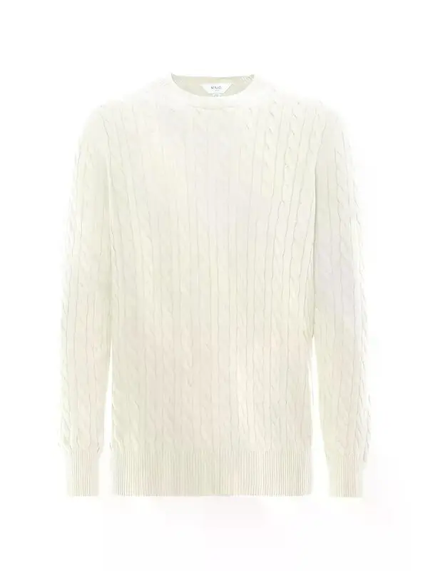 Malo Cable-knit Crew-neck Sweatshirt - Neutrals