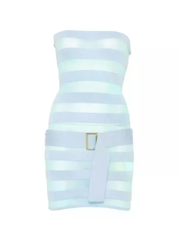 ASTA RESORT Cora Striped Belted Mini Dress - Blue