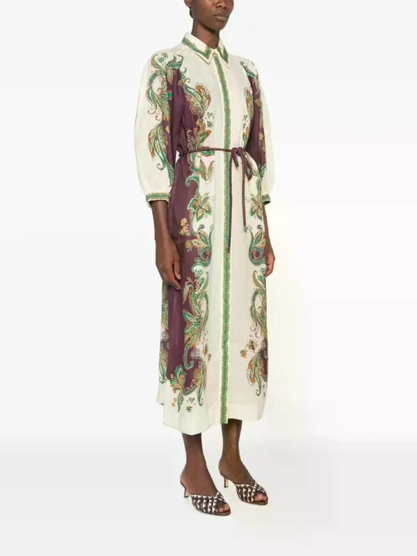 ALEMAIS Paisley Print Midi Shirt Dress