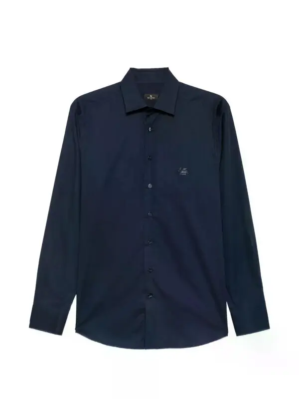 Etro Logo-embroidered Button-down Shirt - Blue