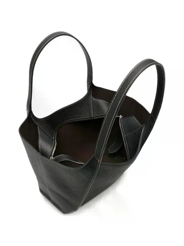 TOD'S T Timeless Pebbled-leather Tote Bag - Black