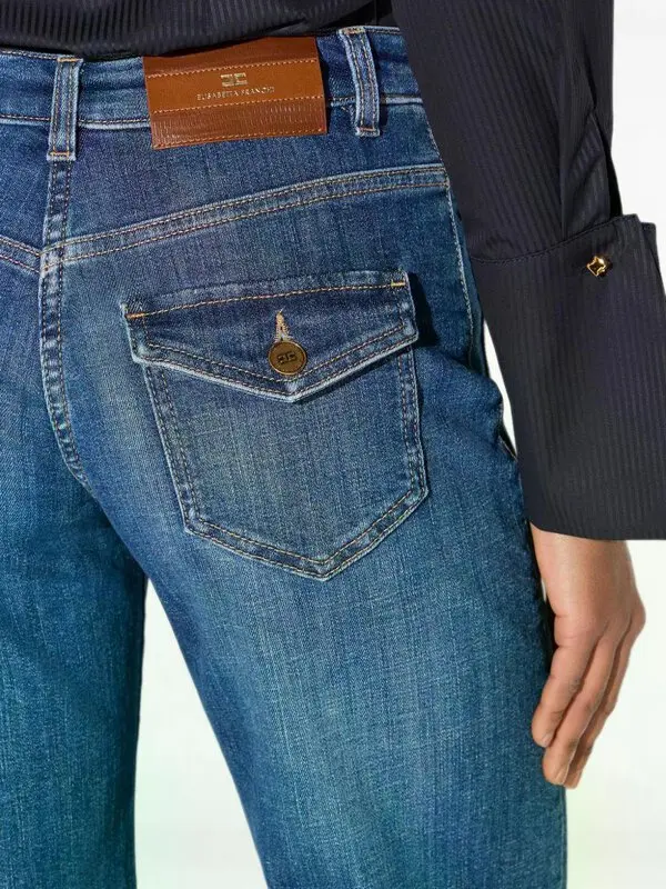 Elisabetta Franchi Bell-bottom Jeans With Gold-tone Button Embellishments