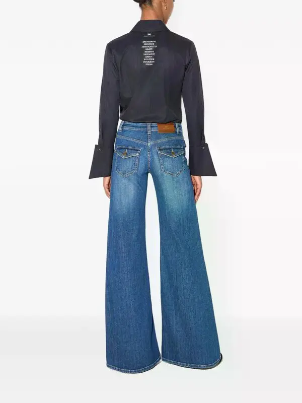 Elisabetta Franchi Bell-bottom Jeans With Gold-tone Button Embellishments