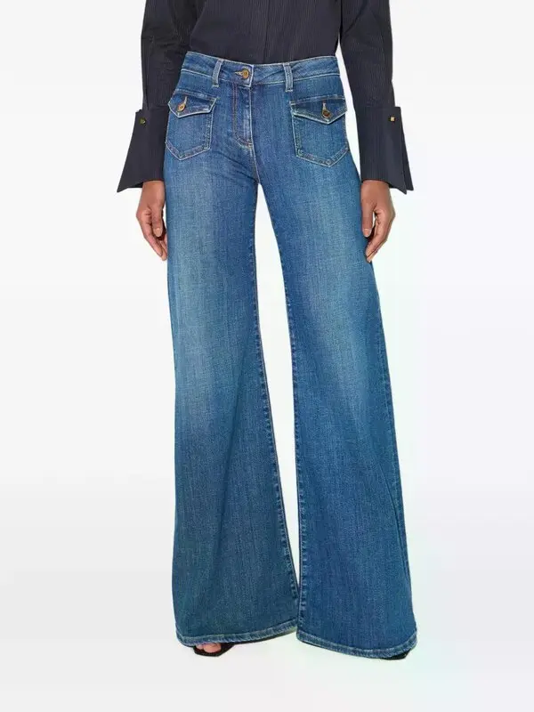 Elisabetta Franchi Bell-bottom Jeans With Gold-tone Button Embellishments