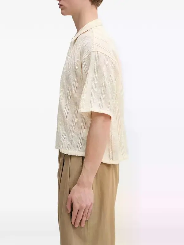 BEAMS Stripe-knit Short-sleeved Shirt
