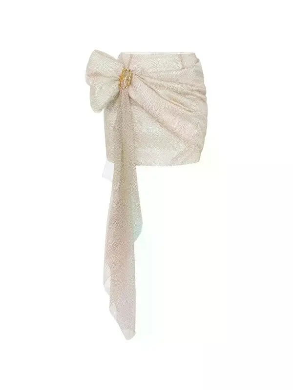 Elisabetta Franchi Crepon Miniskirt With Micro-polka Dot Print - Neutrals