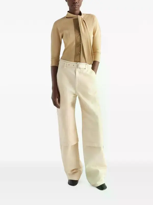 LEMAIRE Ascot T-shirt In Linen And Cotton Ribbed Jersey - Neutrals