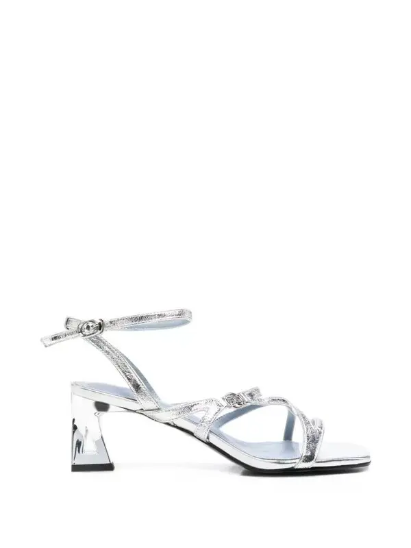 SERGIO MORETTI FIRENZE Metallic-effect Strappy Sandals - Silver
