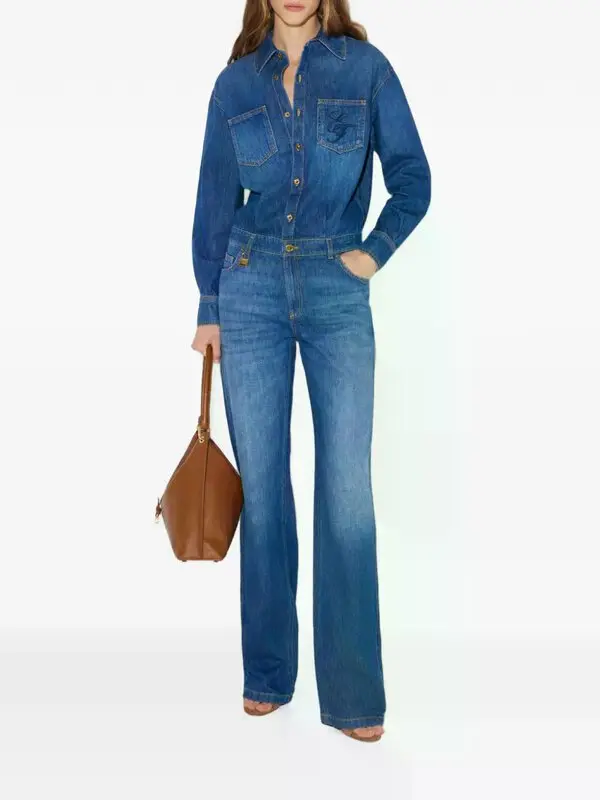 Elisabetta Franchi Denim Jumpsuit With Jewel Detail