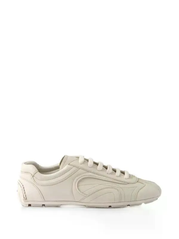 Prada Montecarlo Re-edition 2005 Topstitched Leather Sneakers - Neutrals