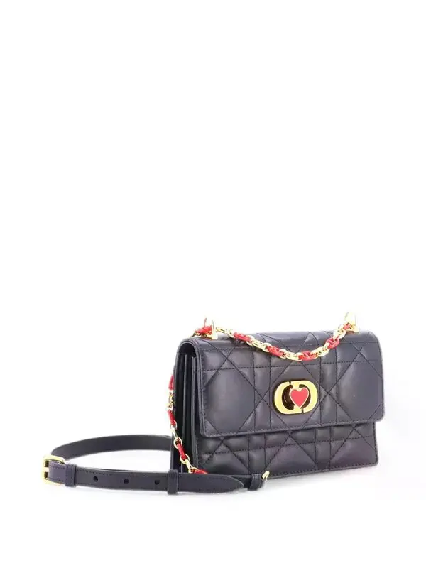 Dior Dioramour Miss Caro Flap Bag Cannage Quilt Calfskin Mini Crossbody Bag - Black