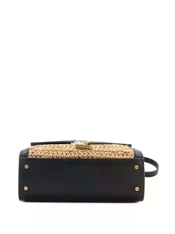 Saint Laurent Cassandra Top Handle Bag Raffia With Leather Mini Satchel