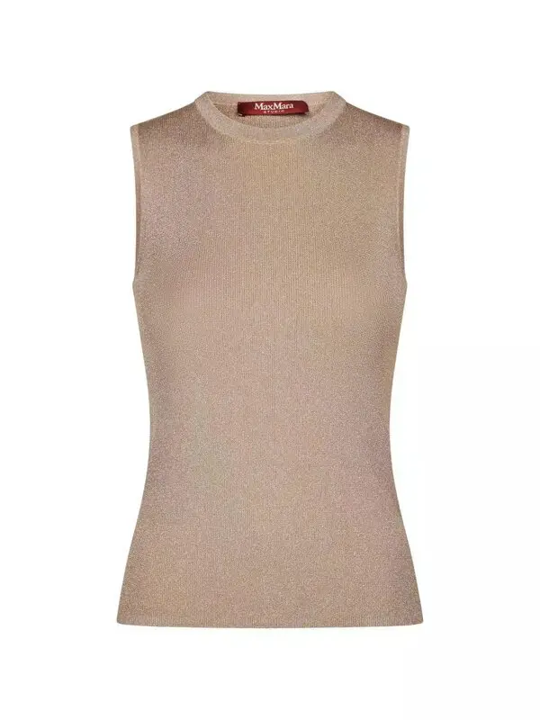 Max Mara Metallic Thread Ribbed Knit Top