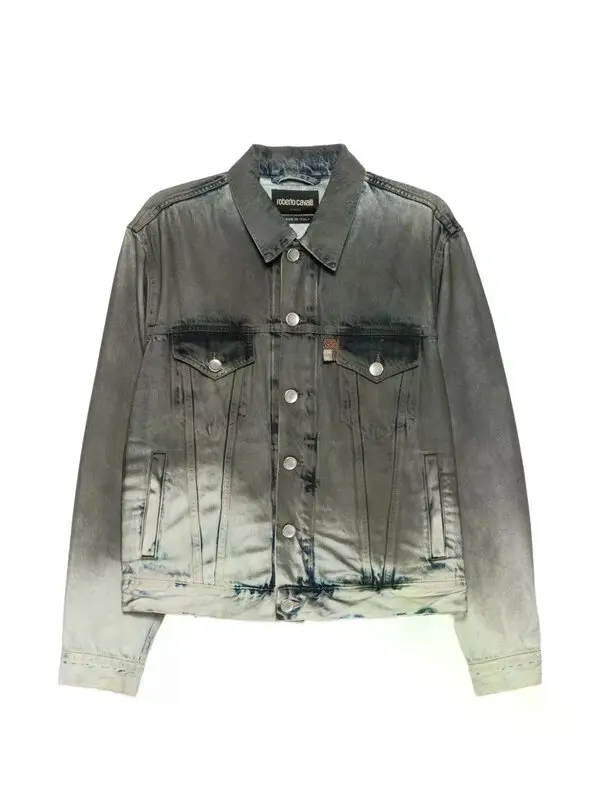 Roberto Cavalli Embroidered Denim Tucker Jacket - Grey