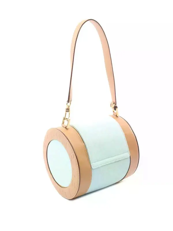 BVLGARI 2000-2010 Mini Logomania Canvas B Zero1 Cylinder Flap Shoulder Bag - Blue