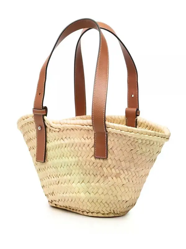 Loewe 2022 Small Raffia Anagram Basket Tote Bag - Neutrals