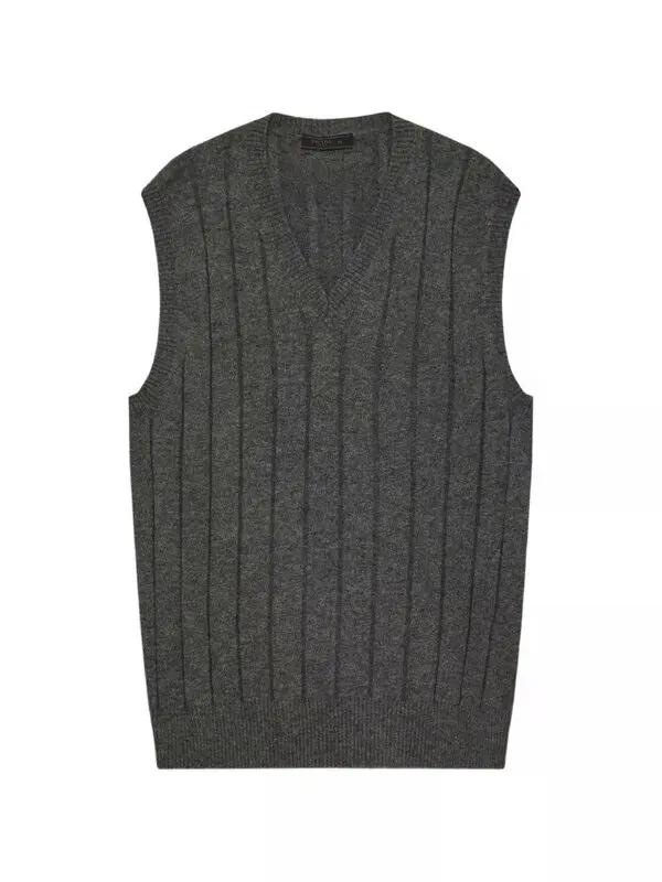 Prada Ribbed-knit V-neck Vest - Grey