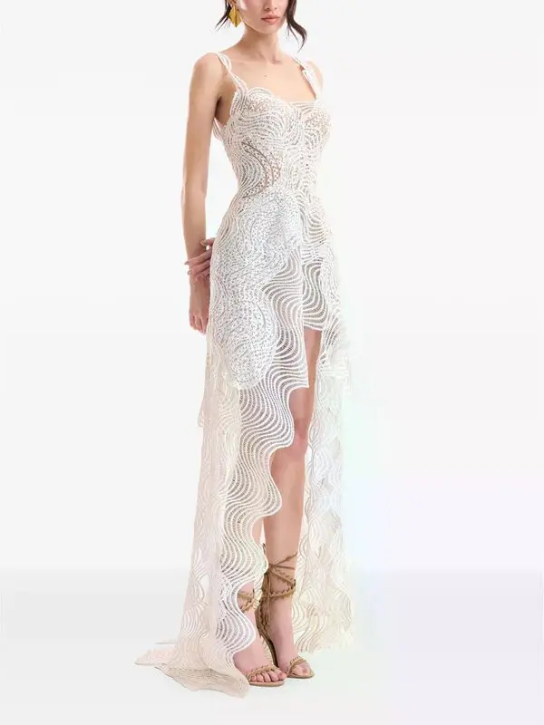 GEMY MAALOUF Embroidered Ruffled Dress