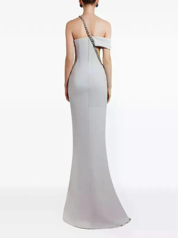 GEMY MAALOUF Beaded Asymmetrical Neckline Gown