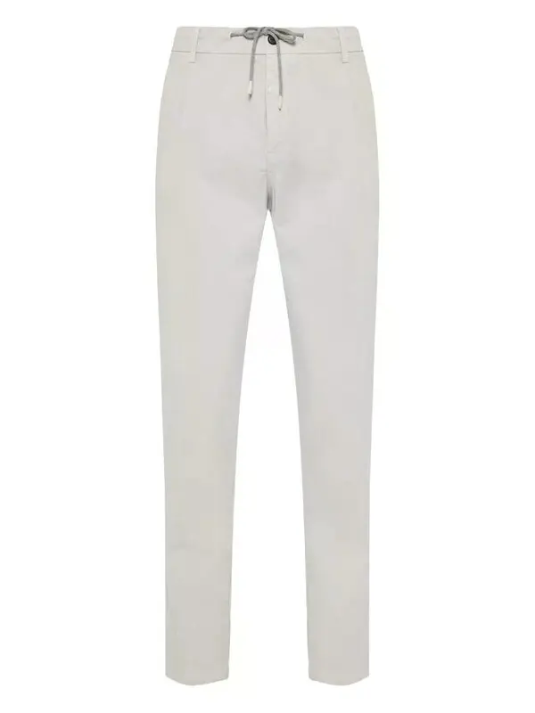 Eleventy Pleat-detail Drawstring Chino Trousers - Grey