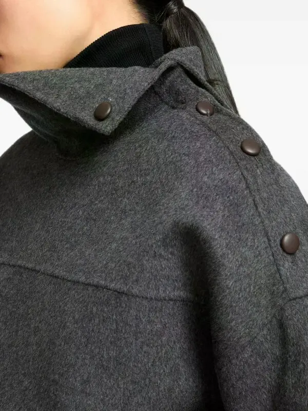 YVES SALOMON Button-shoulder Funnel-neck Blouse