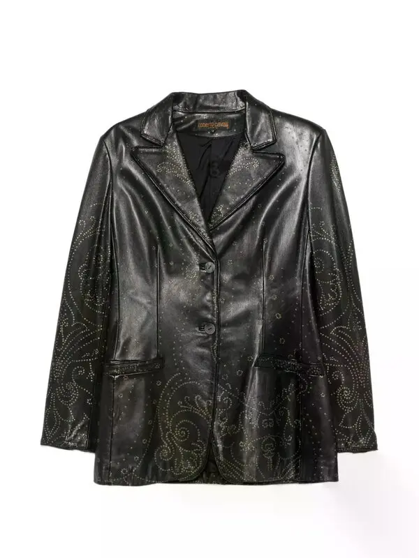 Roberto Cavalli 1990s Paisley-print Leather Jacket - Black