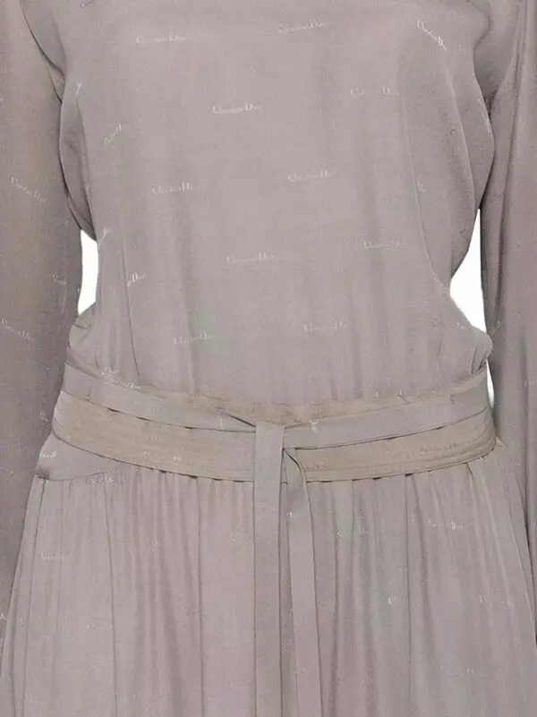 Hermès 1970s Logo-print Belted Silk Midi Dress