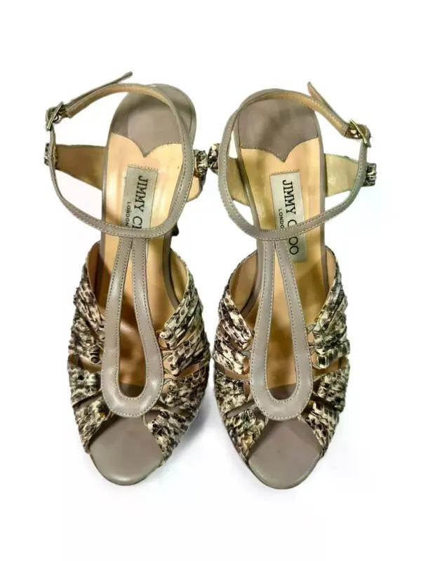 JIMMY CHOO Python-embossed Strappy Sandals