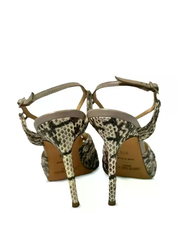 JIMMY CHOO Python-embossed Strappy High Heel Sandals
