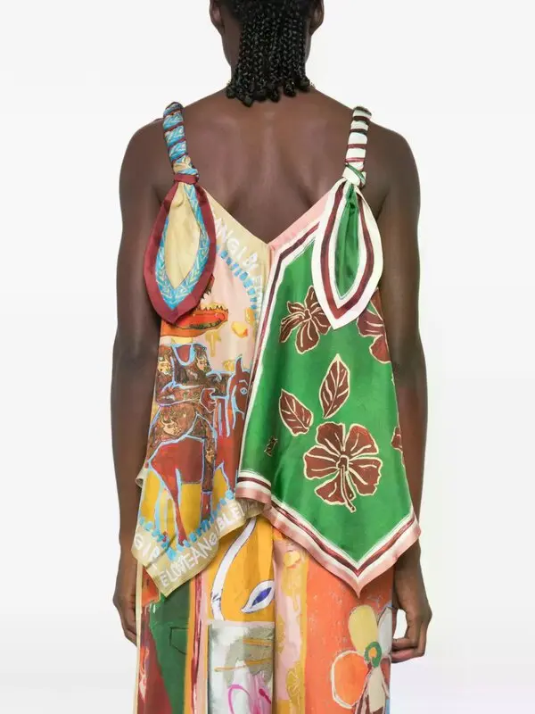 ALEMAIS Graphic Print V-neck Sleeveless Top - Red