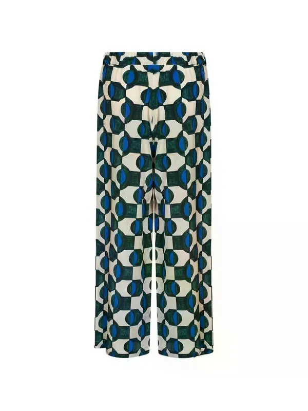 Max Mara Eusebio Geometric-print Silk Palazzo Pants - Neutrals