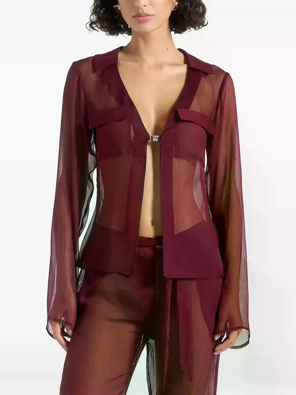 Manière De Voir Sheer Shirt With Clasp Wine - Red