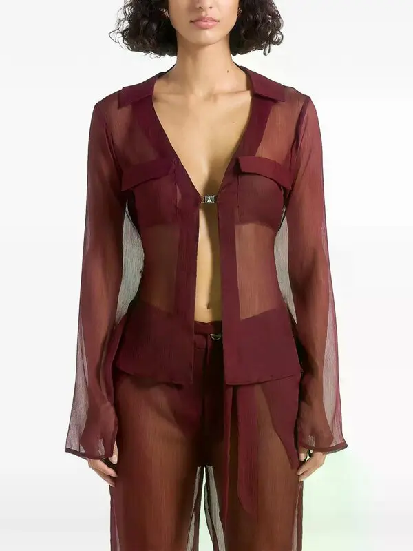 Manière De Voir Sheer Shirt With Clasp - Red