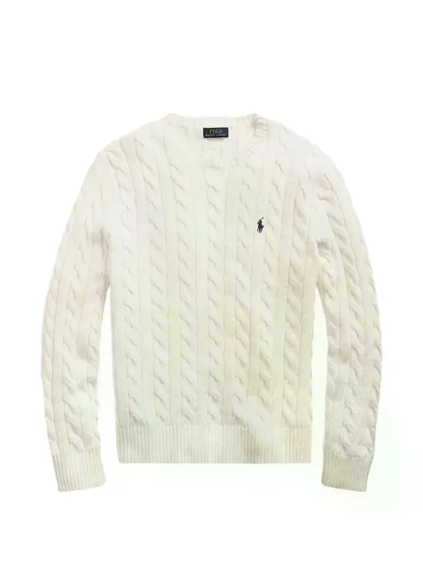Polo Ralph Lauren Cable-knit Embroidered-logo Sweater - Neutrals