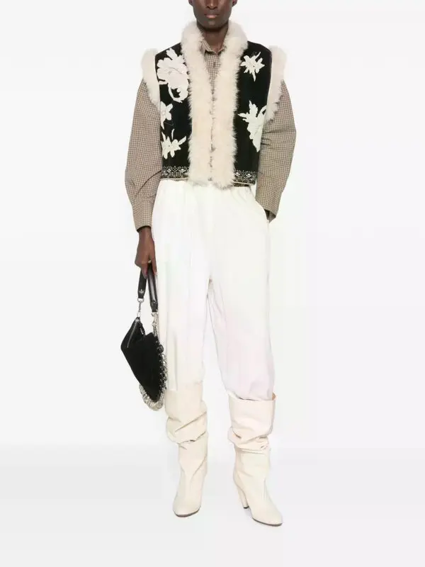 FORTE_FORTE Floral-embroidered Open-front Gilet