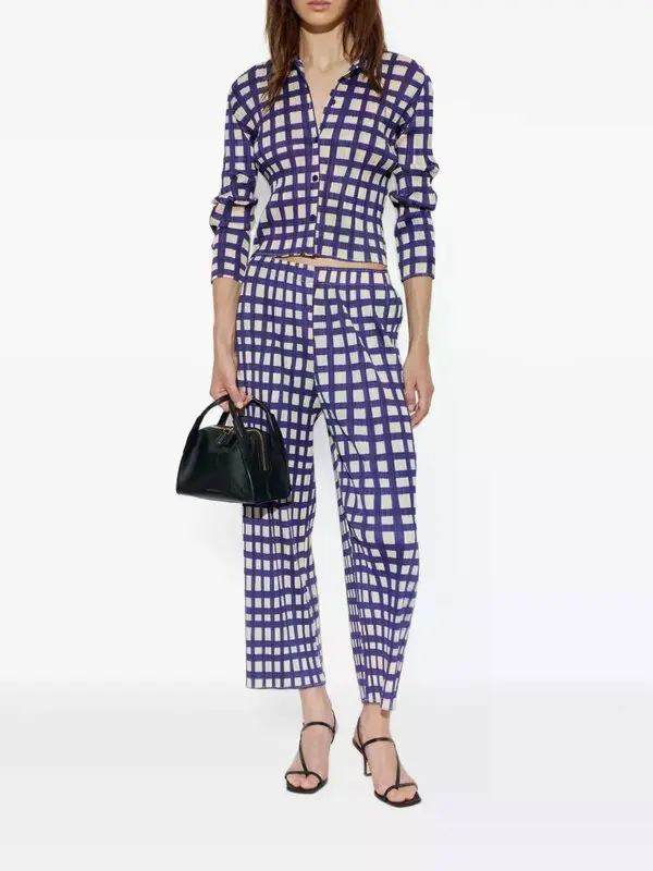 Issey Miyake Check-print Pleated Shirt - Blue