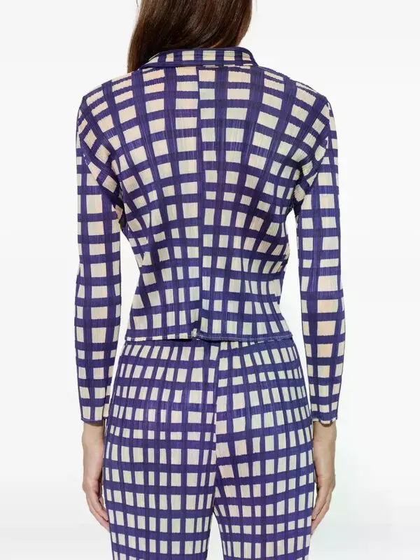 Issey Miyake Check-print Pleated Shirt - Blue