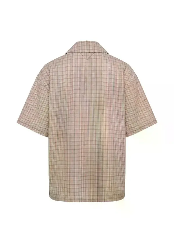 Prada Check-print Tie-neck Shirt