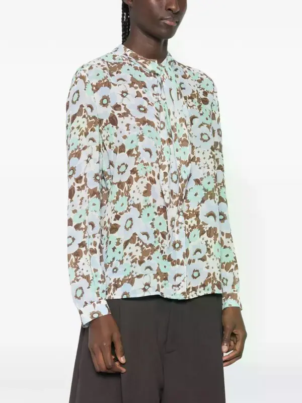 Tory Burch Floral-print Pussy-bow Blouse