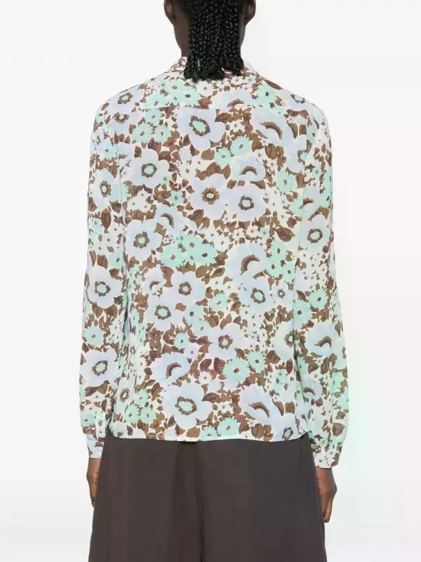 Tory Burch Floral-print Pussy-bow Blouse