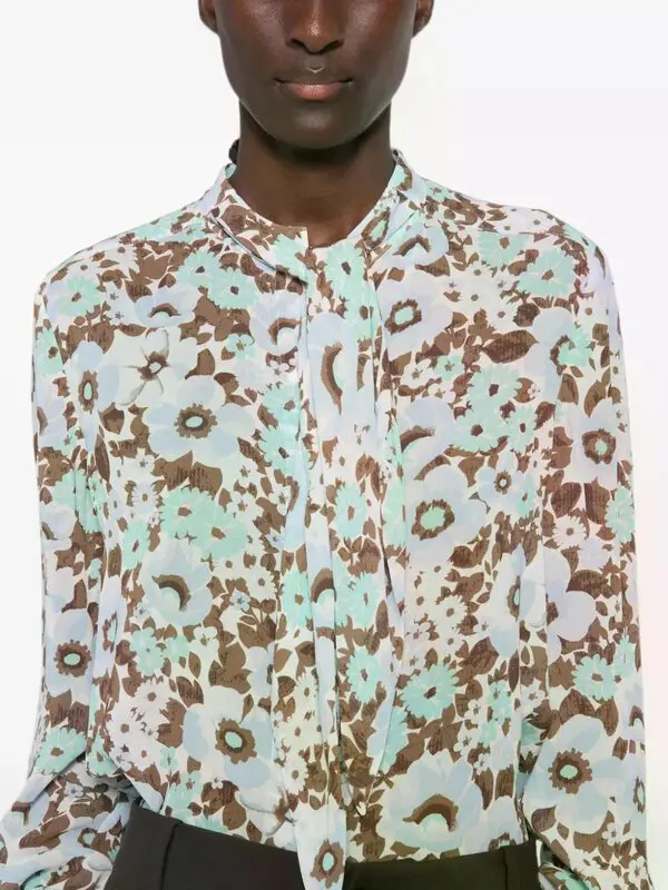 Tory Burch Floral-print Pussy-bow Blouse