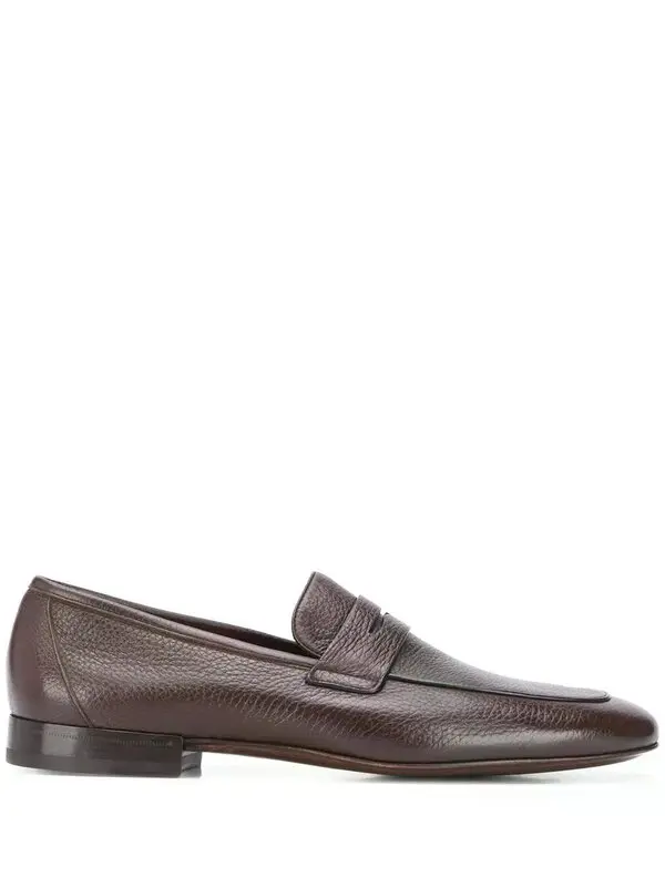 Corneliani Almond Toe Leather Loafers - Brown