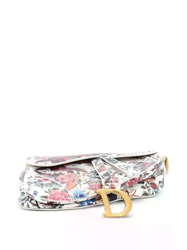Dior Saddle Handbag With Strap Printed Leather Medium Shoulder Bag - Multicolour