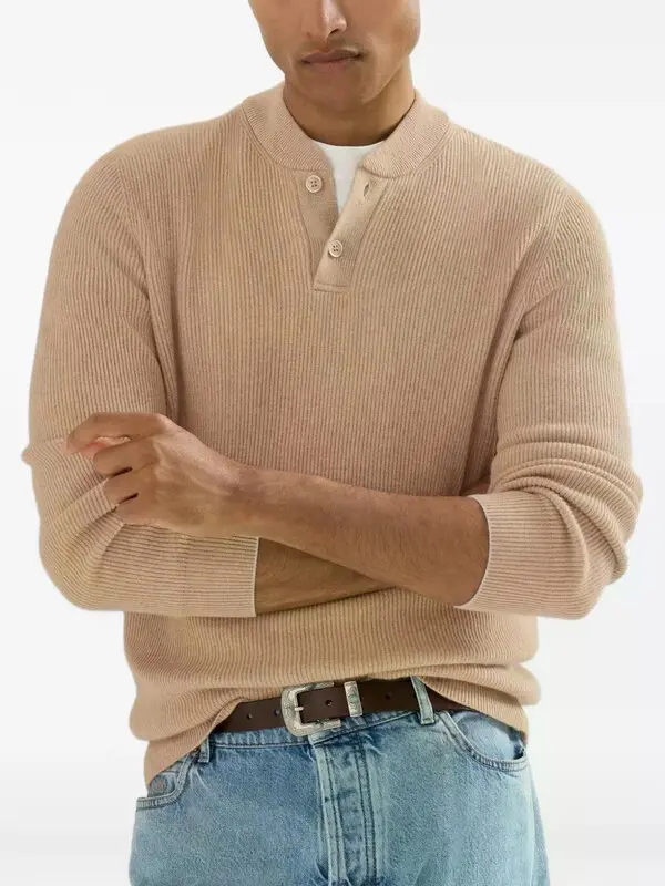 Brunello Cucinelli Cashmere Henley Sweater - Neutrals