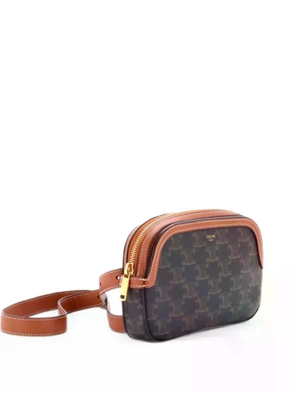 Celine Camera Bag Triomphe Coated Canvas Small Crossbody Bag - Brown