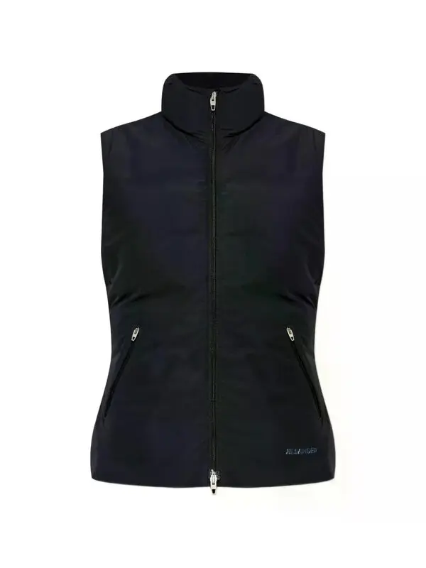 JIL SANDER Logo-print High-neck Gilet - Blue
