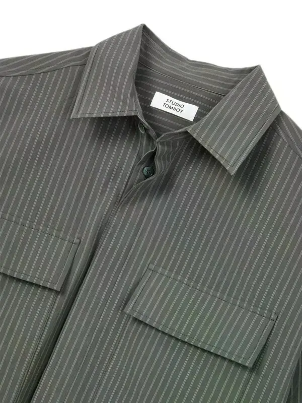 STUDIO TOMBOY Striped Chest-pockets Cotton Shirt